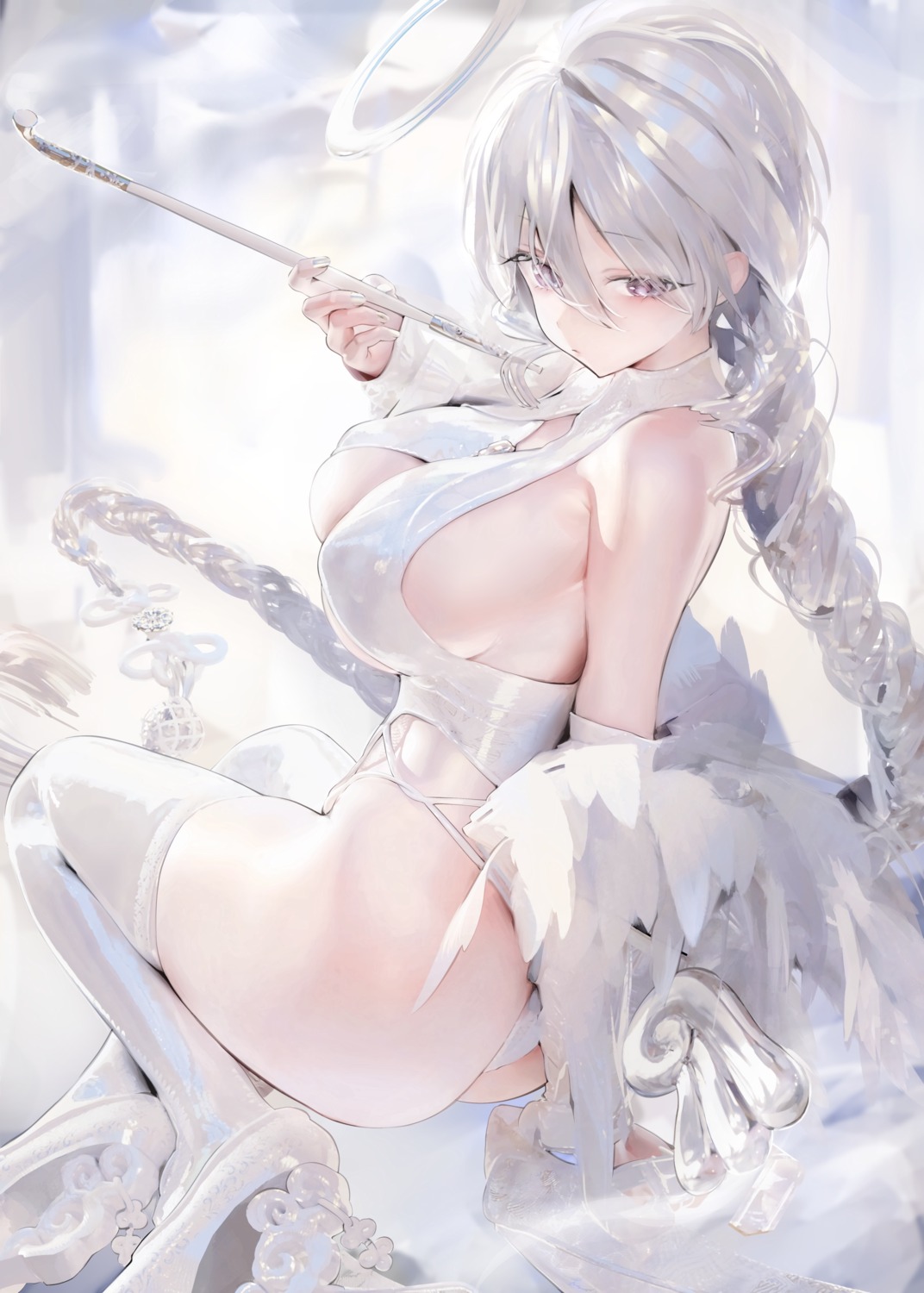 iijima masashi angel ass heels leotard no bra smoking thighhighs wings | #1230863 | yande.re